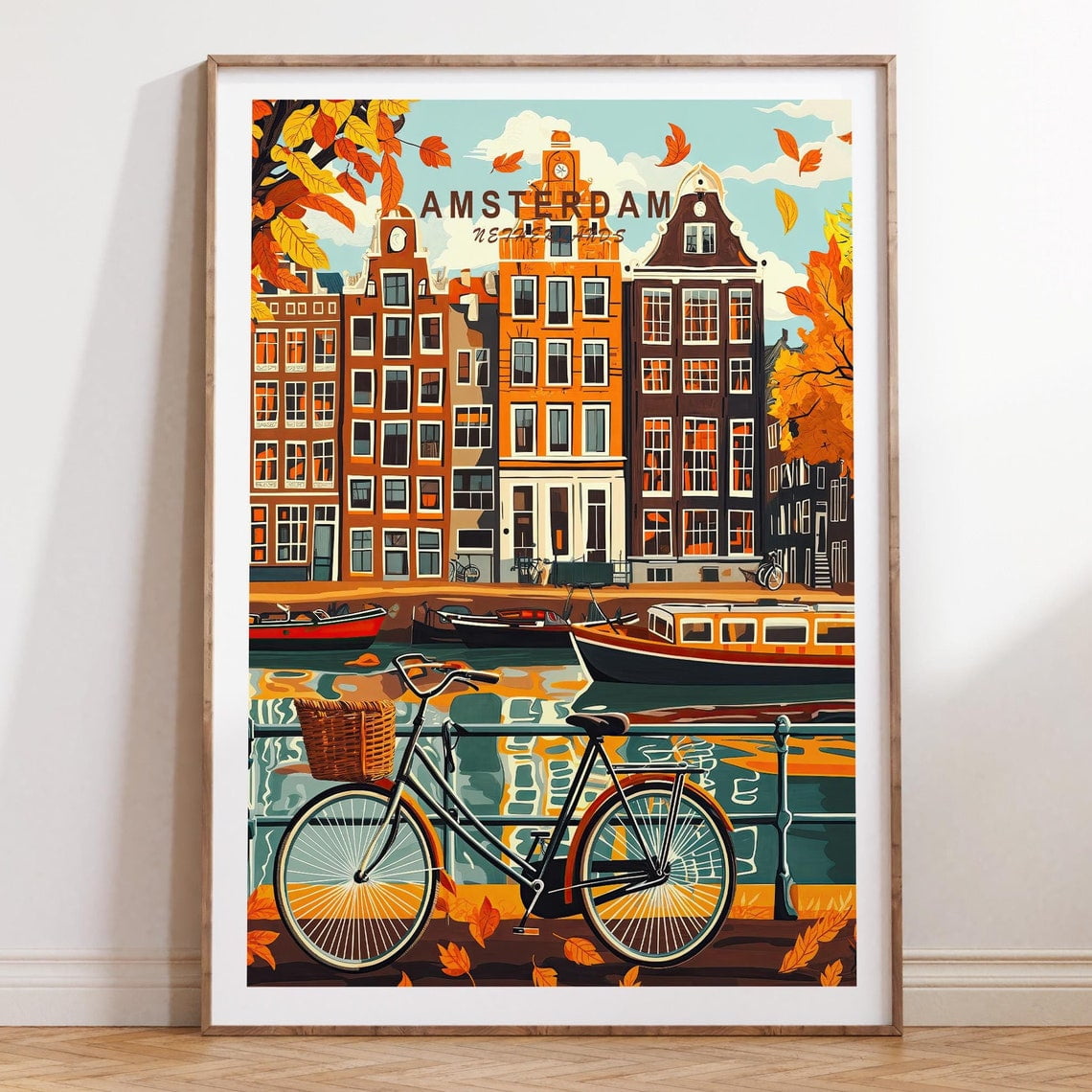 Amsterdam Travel Poster, Amsterdam Netherlands Travel Wall Art ...