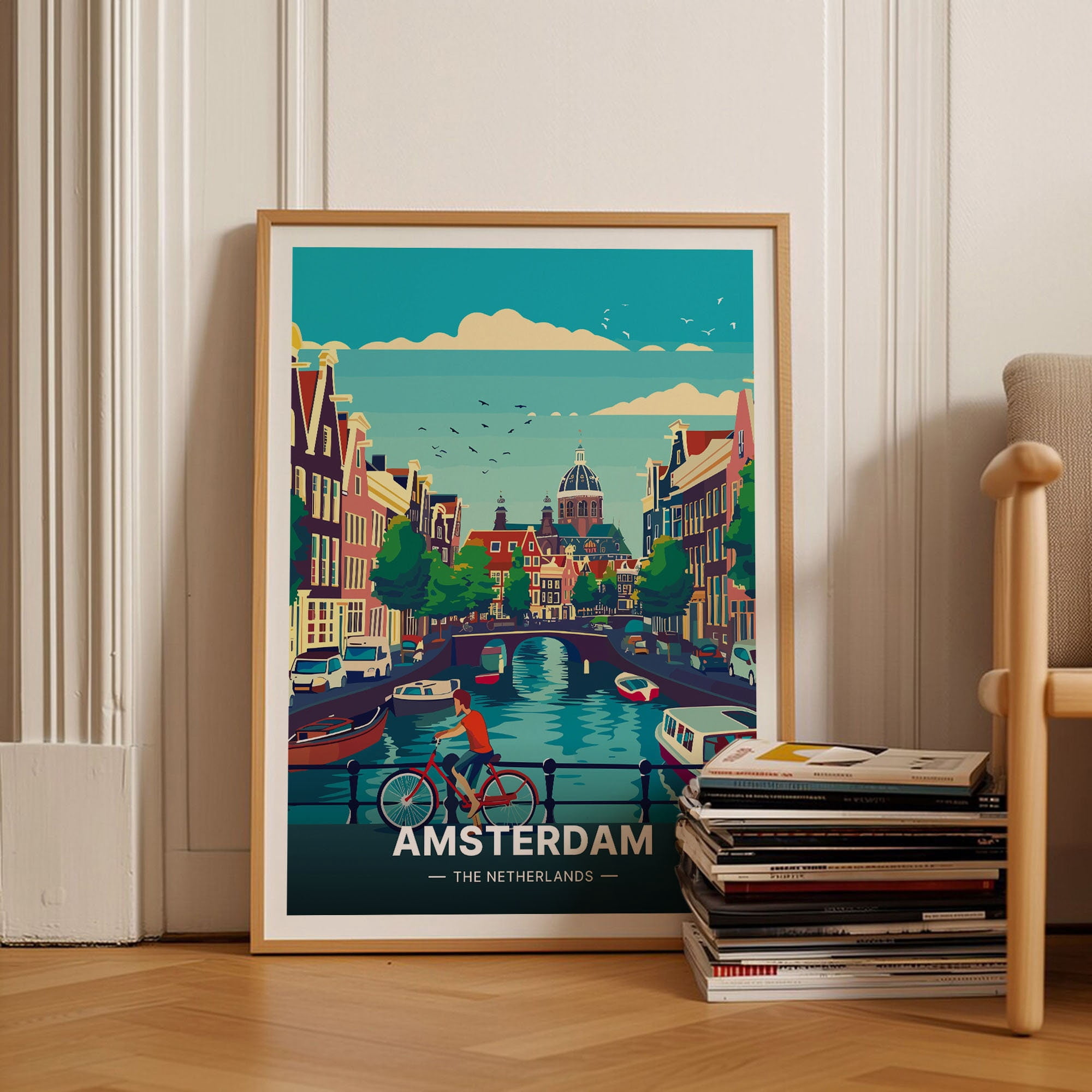 Amsterdam Travel Poster Holland Tulip Scenery Art Print C20827 ...