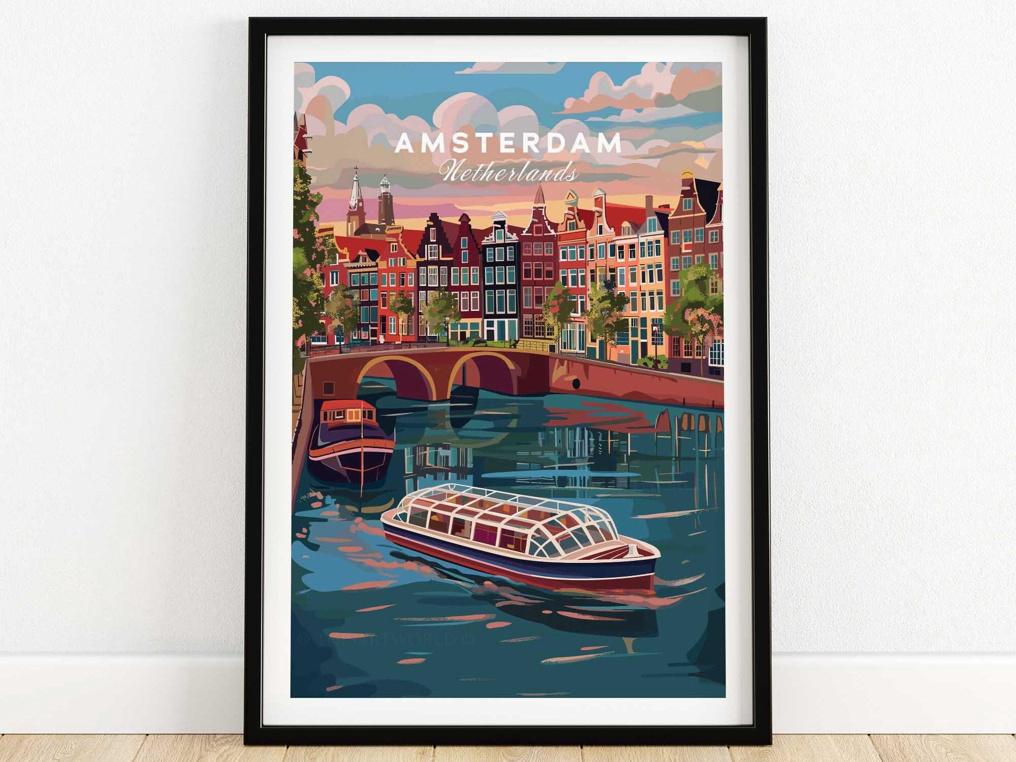 Amsterdam Travel Print Netherlands Poster Amsterdam Gift Art Amsterdam ...