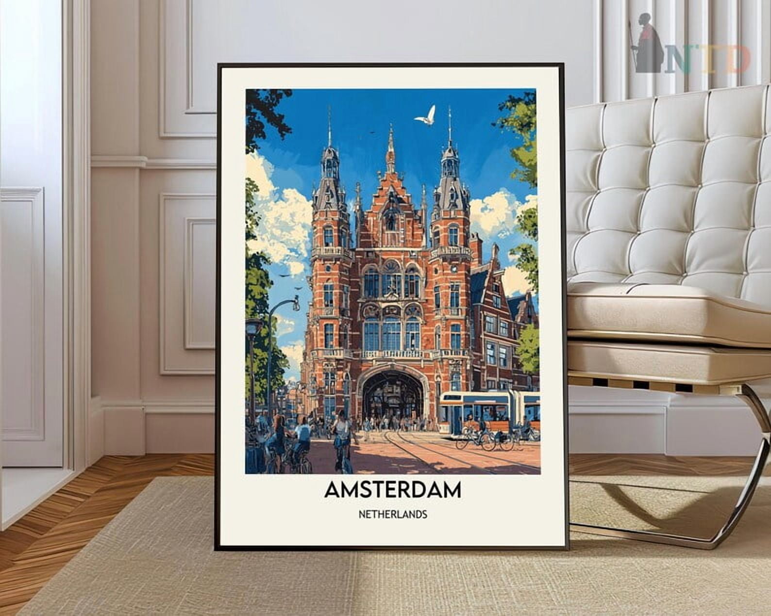 Amsterdam Travel Wall Decor – Netherlands City Poster, Urban Landscape ...