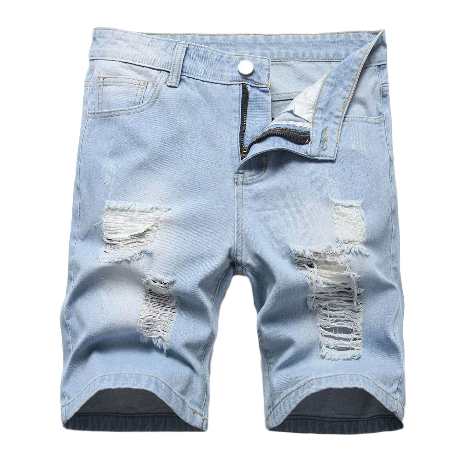 Amtdh Denim Shorts for Men Clearance Solid Color Casual Summer Trousers ...