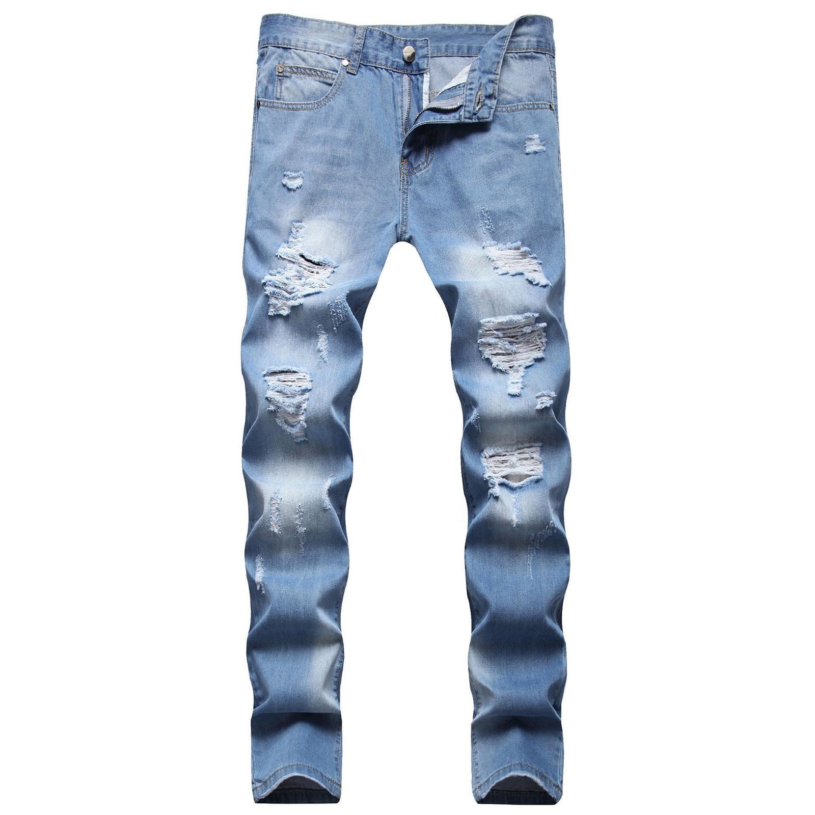 Amtdh Men's Slack Jeans Clearance Pure Color Button Zipper Streetwear ...