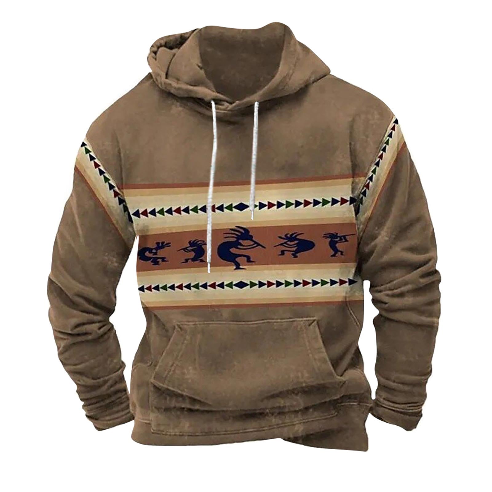 Amtdh Mens Western Sweatshirts Clearance Aztec Ethnic Print Y2k