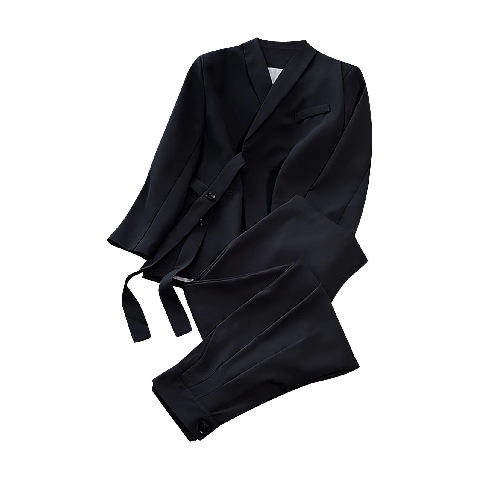 Amtdh Women's Suits Solid Color Double Breasted Button Suit Coat and ...