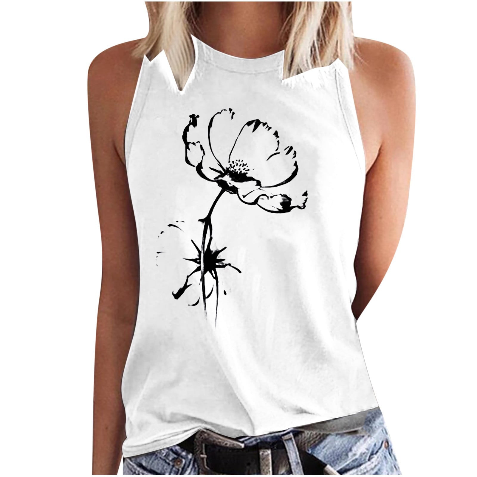 Amtdh Womens Shirts Vest for Women Plus Size Summer Dandelion Pattern ...