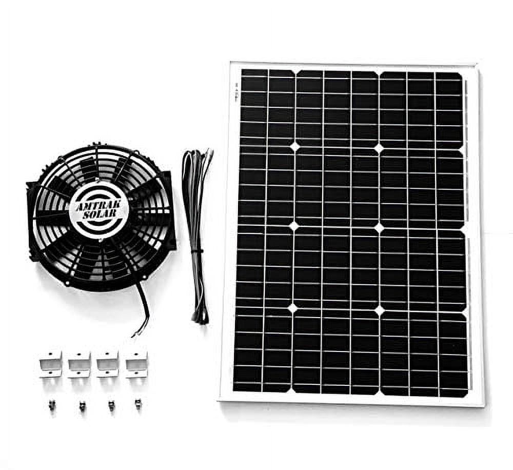 Amtrak Solar 12-Inch Solar Attic Fan, Powerful 100 Watt Vent Fan ...