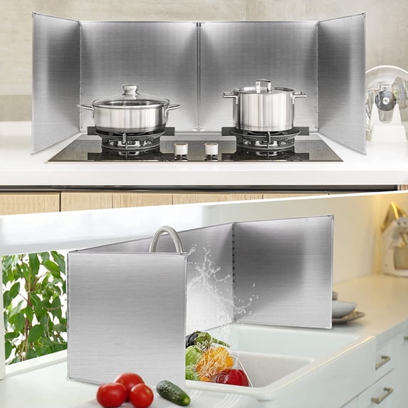 Amundo 2 Pieces Grease Splatter Guard 2 Sided Foldable Stainless Steel ...