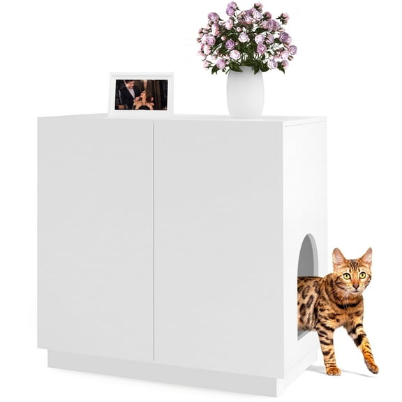 Farmhouse Style Cat Litter Box Enclosure - Hidden Litter Box Furniture ...