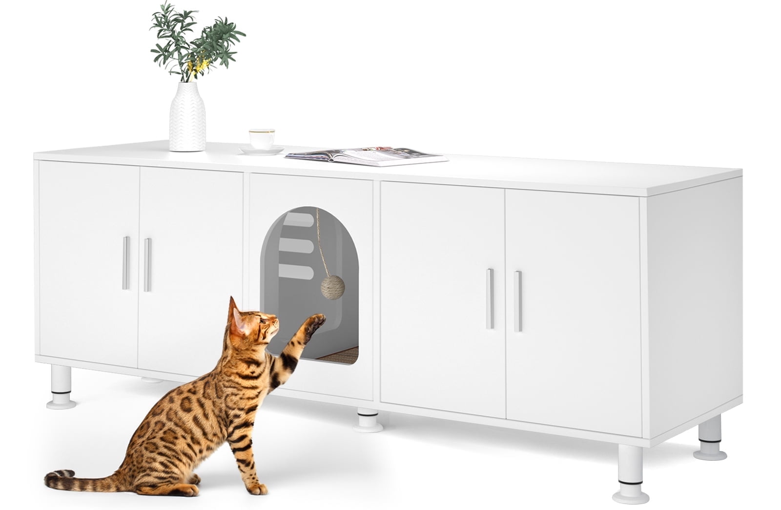 Amunrbrek Large Kitty Hidden House, Double Room Litter Box Furniture ...