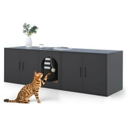 NARTRU Extra Large Decorative Wooden Double Cat Litter Box Enclosure ...