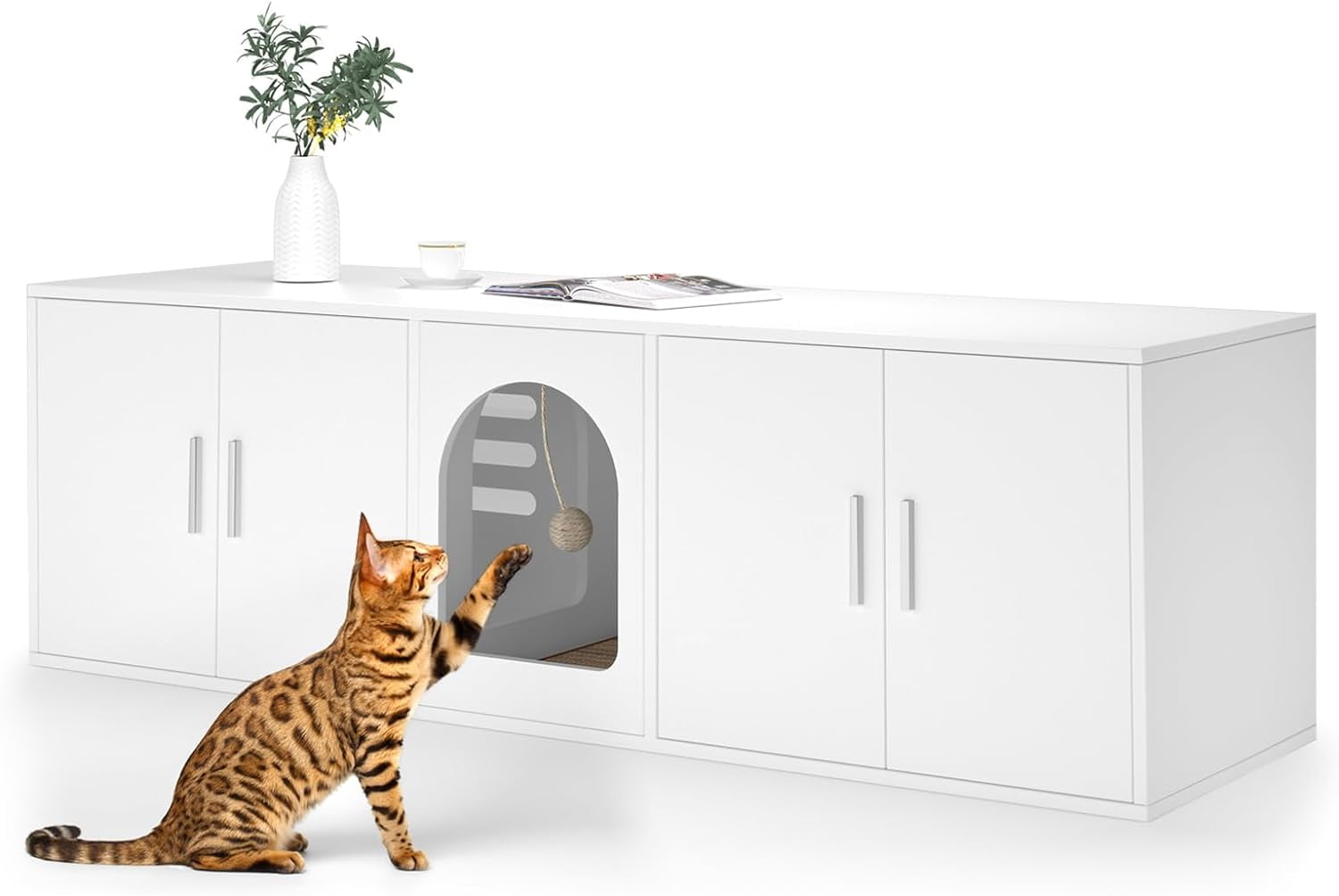Amunrbrek Extra Large Hidden Litter Box Furniture for 2 Cats, Wooden ...