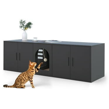 Pefilos 37" Enclosed Litter Box Enclosure Hidden Cat Washroom Bench,Cat ...