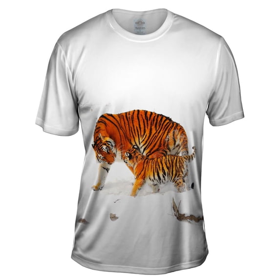 Amur Tiger Mother Snow Play Mens T-Shirt All Over Print - Walmart.com