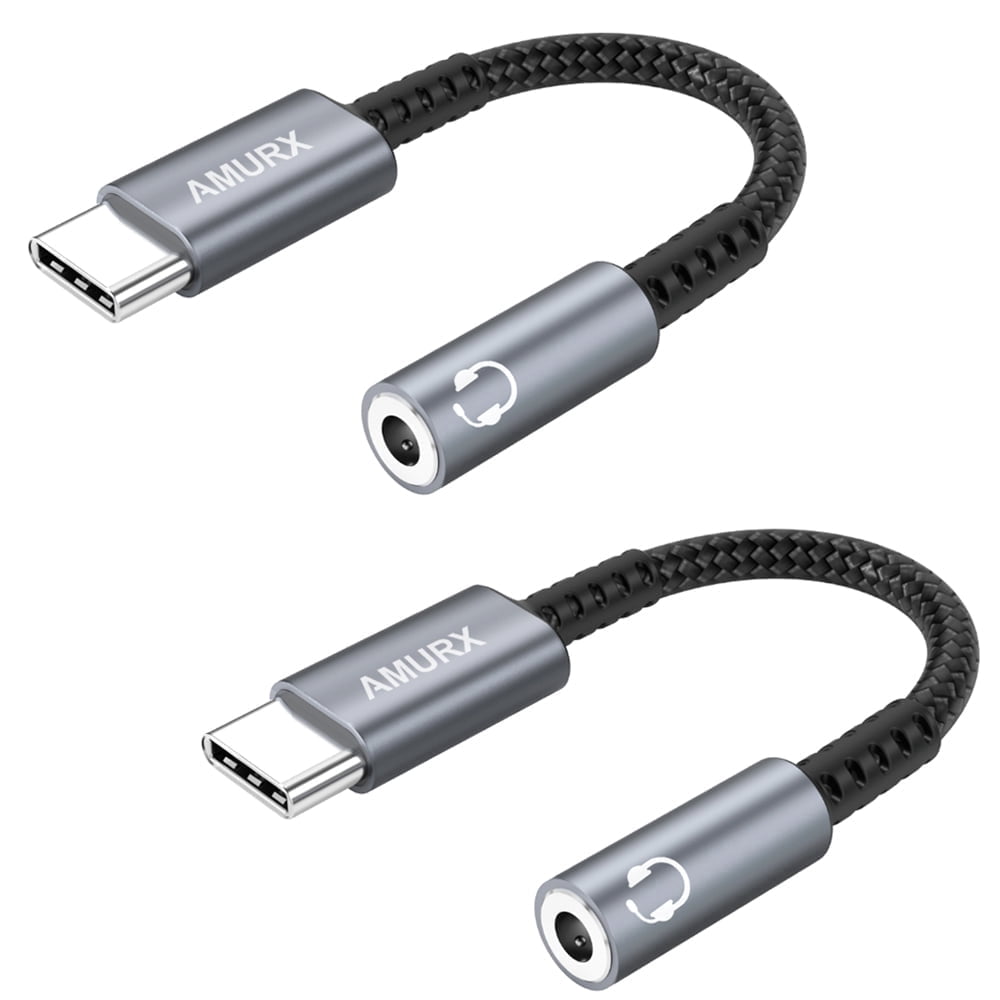 Amurx 2 Pack USB-C to 3.5mm Headphones Adapter with DAC Chipset, USB C ...