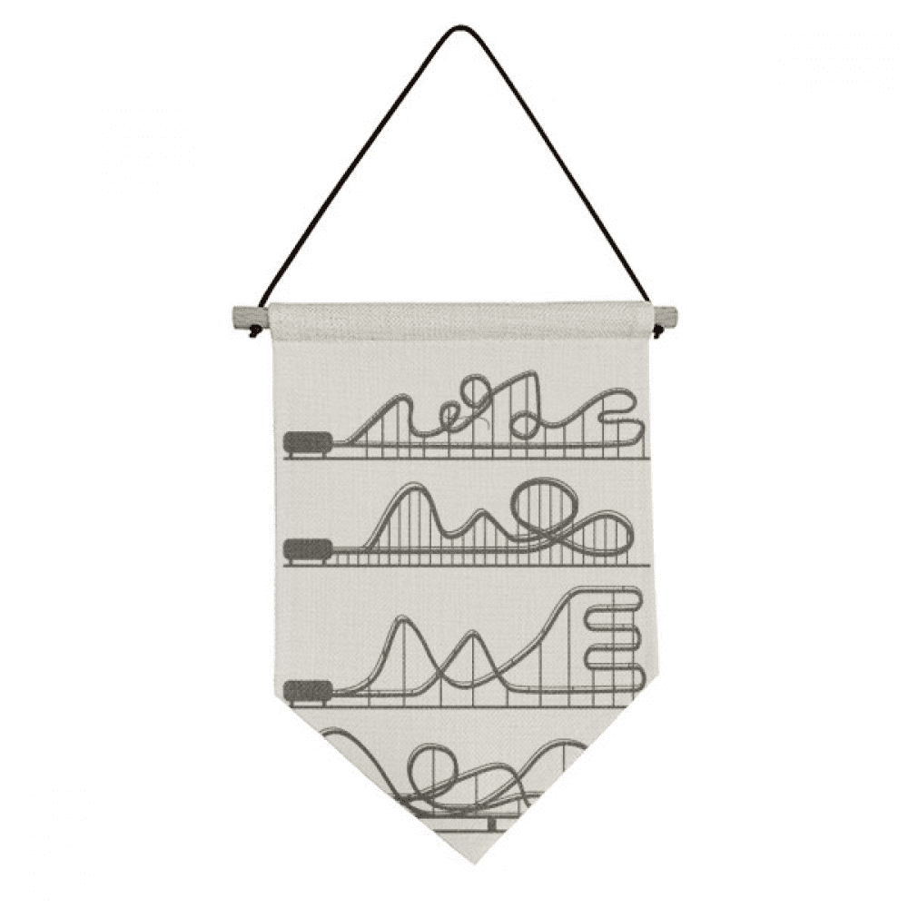 Amusement Park Black Roller Coaster Outline Canvas Flag Hanging Wall ...