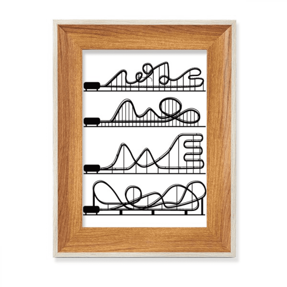 Amusement Park Black Roller Coaster Outline Desktop Wooden Photo Frame ...
