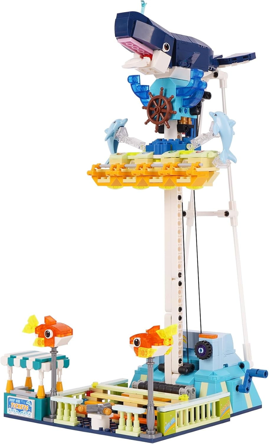 Amusement Park Building Blocks Set,Black Shark Drop Tower Building ...