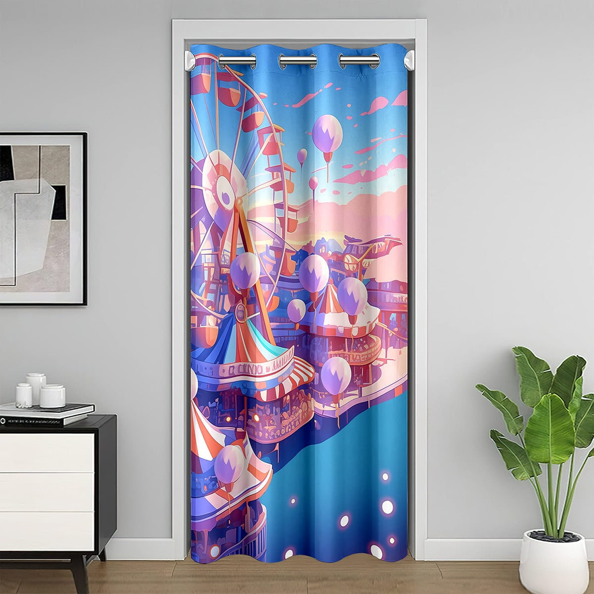 Amusement Park Doorway Curtain,Dreamy Playground Equipment Sliding ...