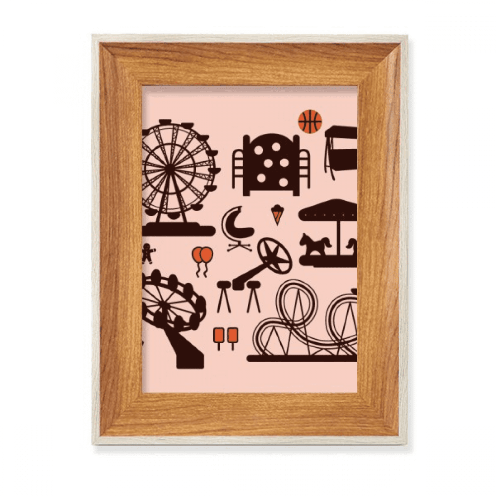 Amusement Park Facilities Black Outline Desktop Wooden Photo Frame ...