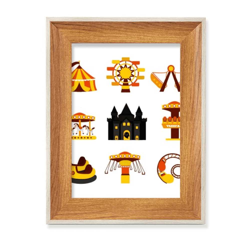 Amusement Park Facilities Color Illustration Desktop Wooden Photo Frame ...