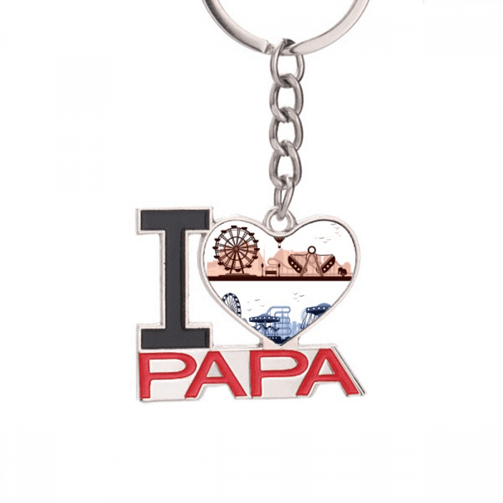 Amusement Park Facilities Outline Keychain Metal Keyring Holder Love PAPA Father - Walmart.com