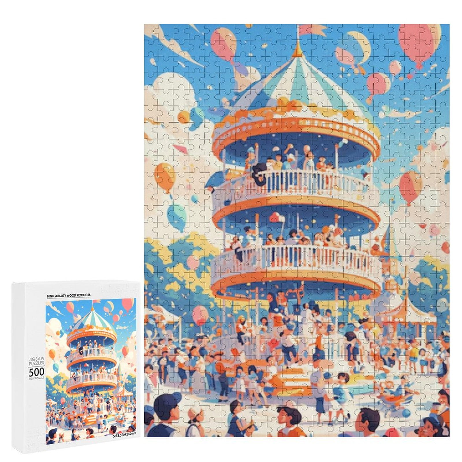 Amusement Park Jigsaw Puzzle – 500 Pieces for Family Fun, Adults and ...