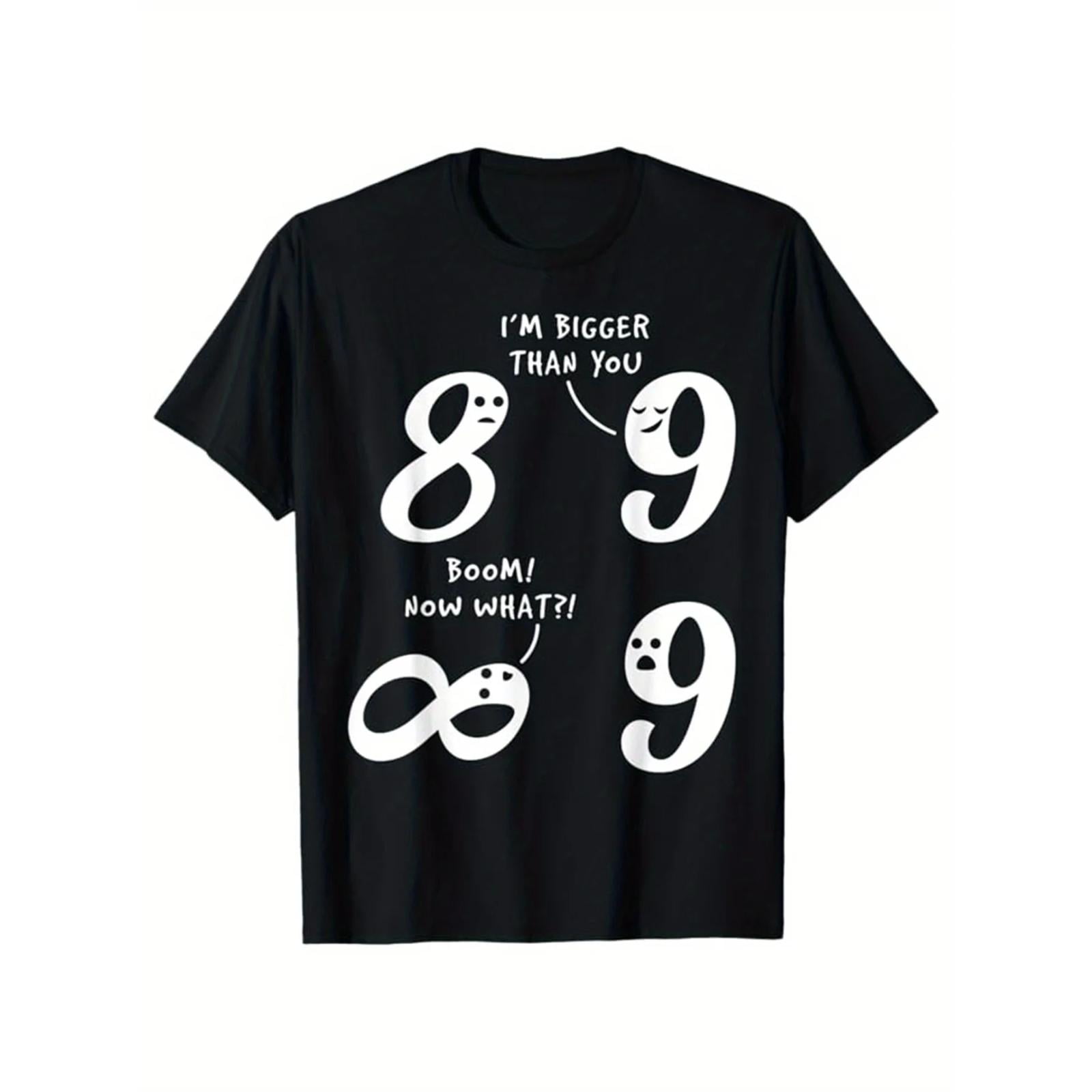 Amusing Math Graphic Tee, Tops Has Numbers with Dialogue Design, Round ...