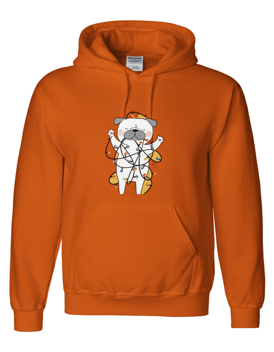 Amusing Pug Holiday Lights Funny Festive Pet Lover Art Hoodie Shirt, up ...