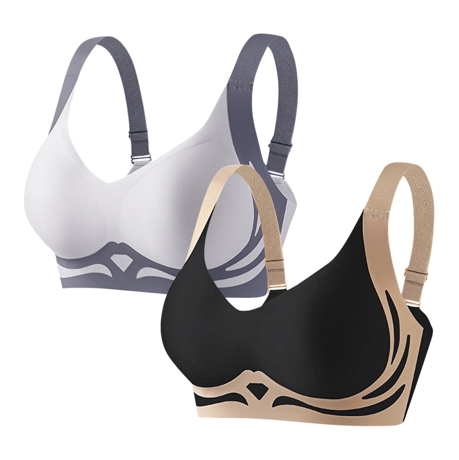Amvlyk 2PC Bras for Women No Underwire Seamless Soft Full Coverage Bra ...