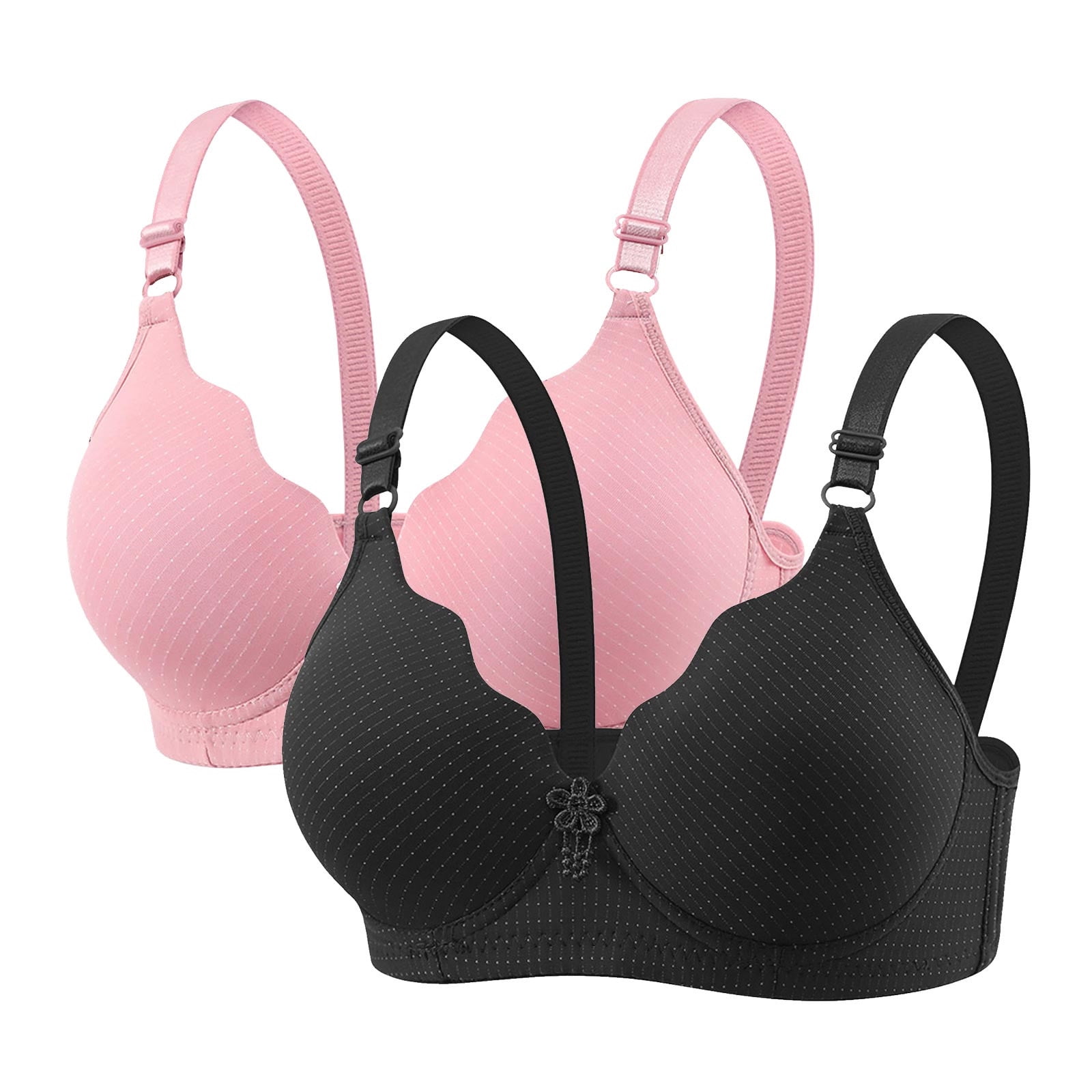 Amvlyk 2PC Bras for Women Wireless Push Up Bra Soft Breathable Bra with ...