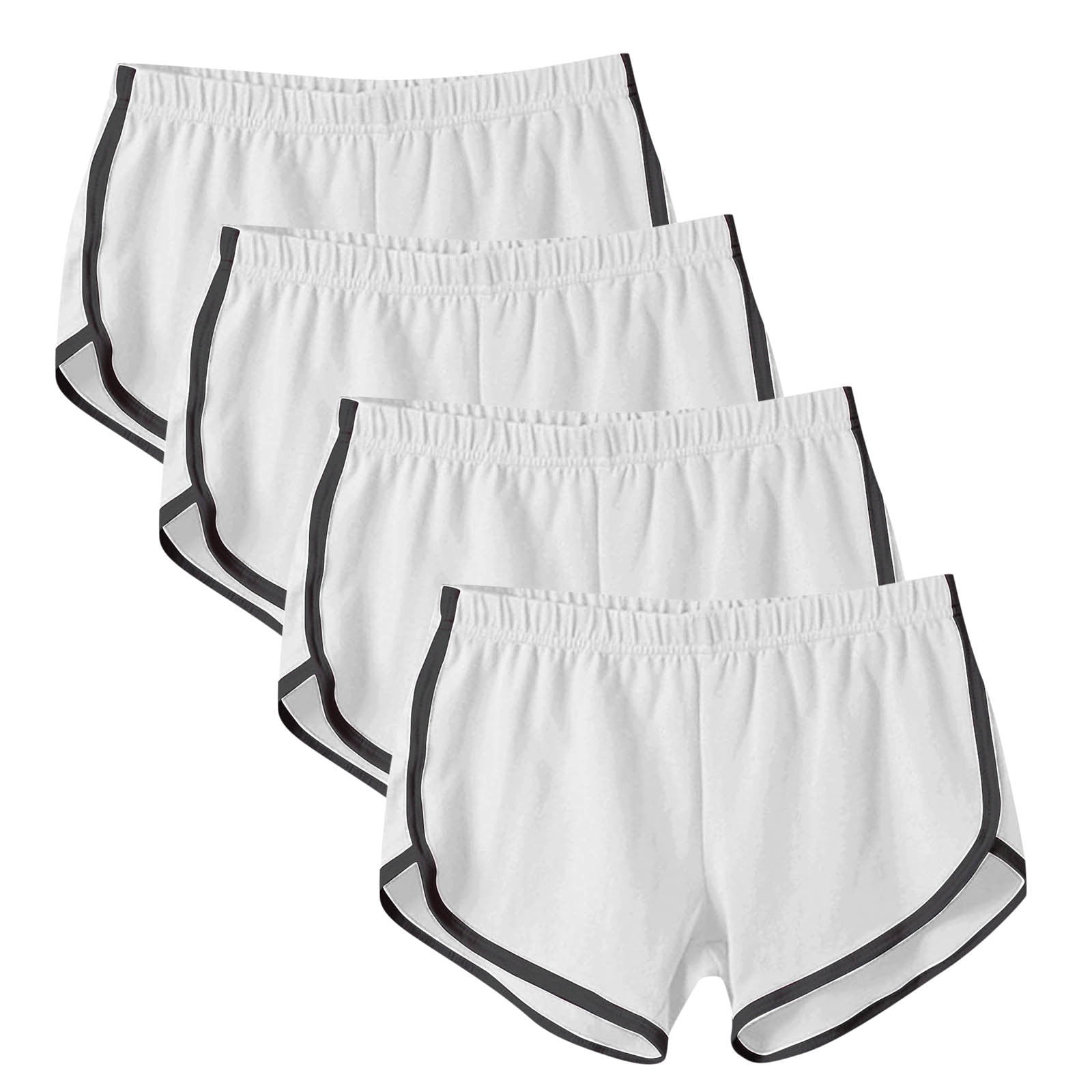 Amvlyk 4Pc Dolphin Shorts for Women Solid Color Soft Elastic Waist ...