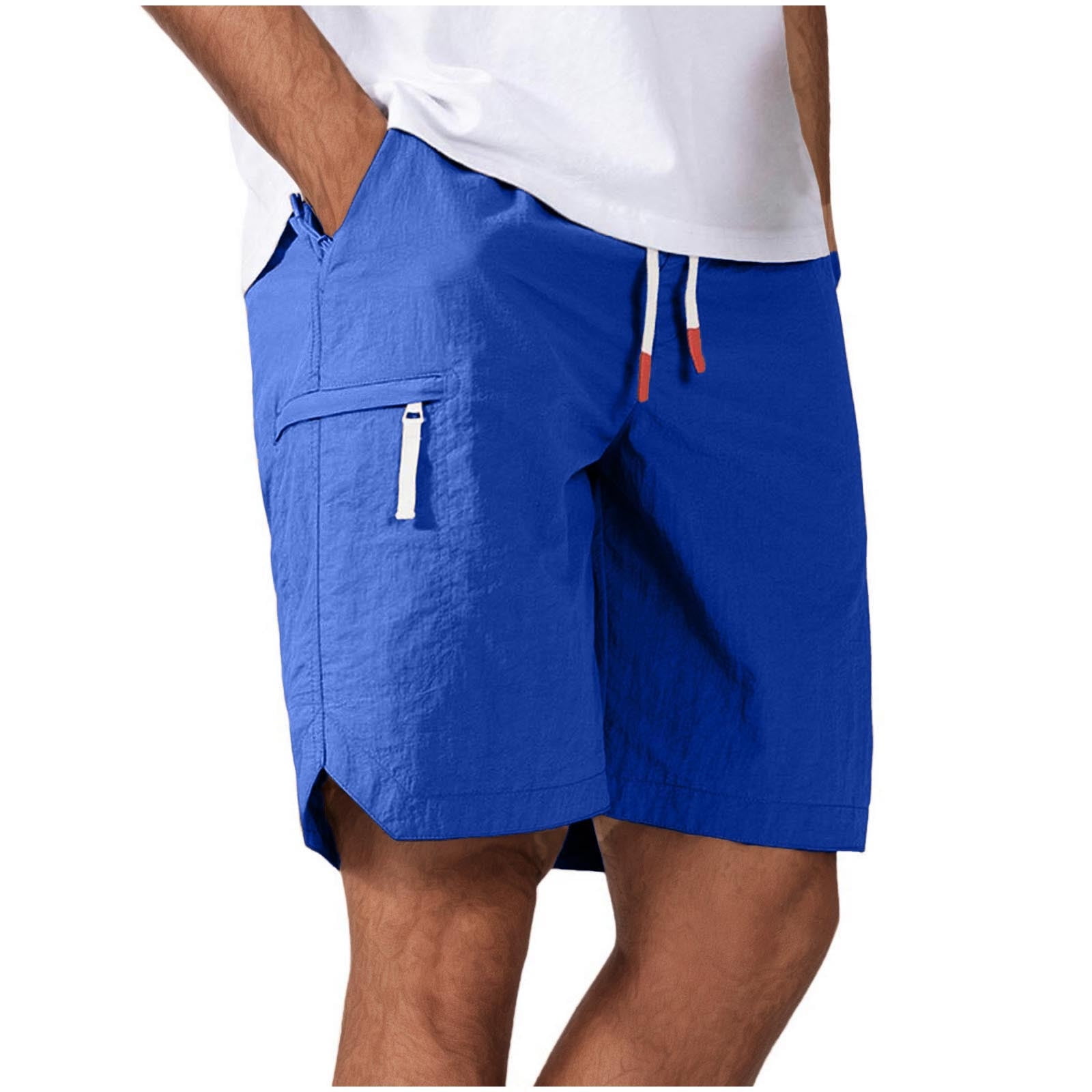 Amvlyk Athletic Shorts for Men Elastic Waist Solid Drawstring Fashion ...