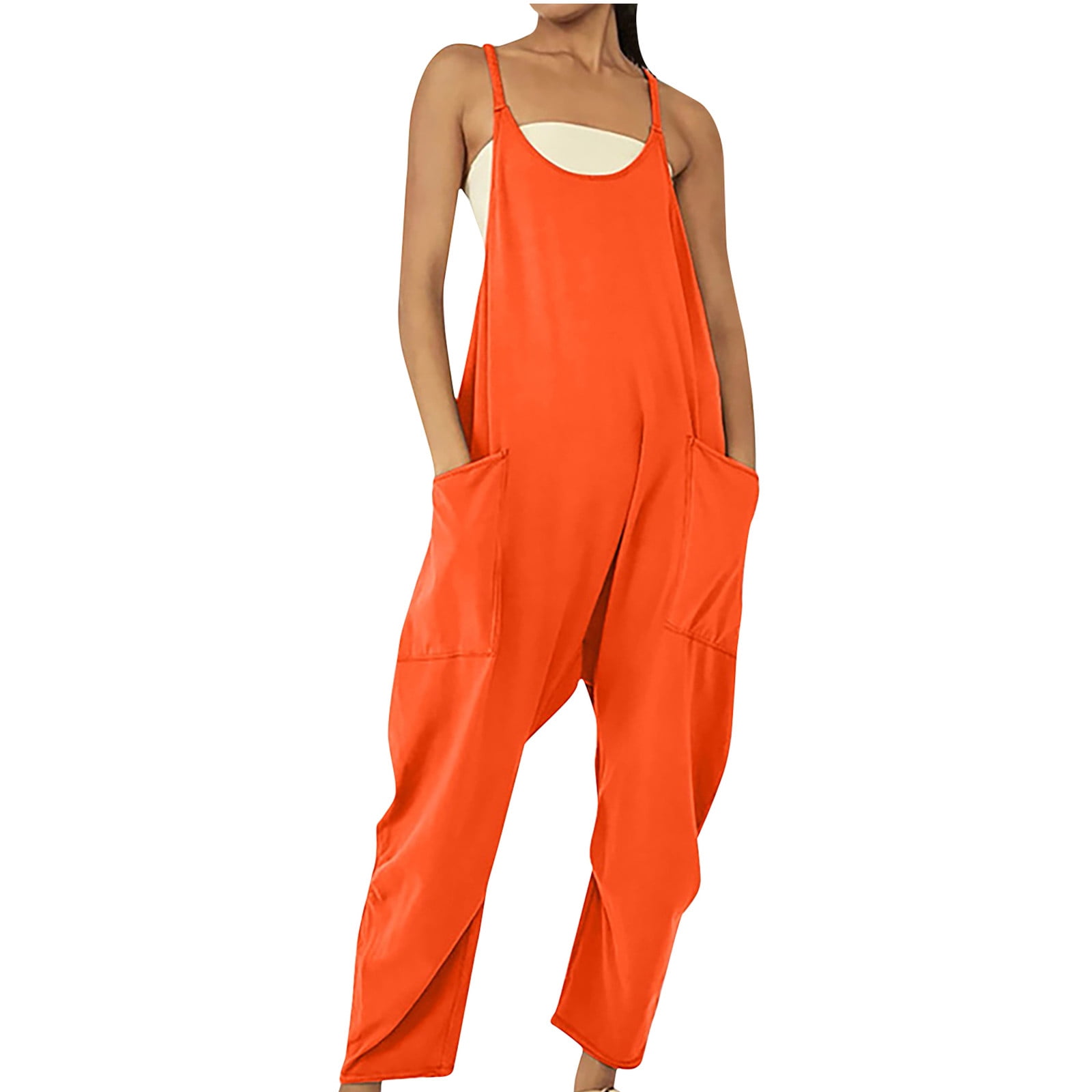 Amvlyk Jumpsuits for Women Summer V-Neck Sleeveless Spaghetti Strap ...