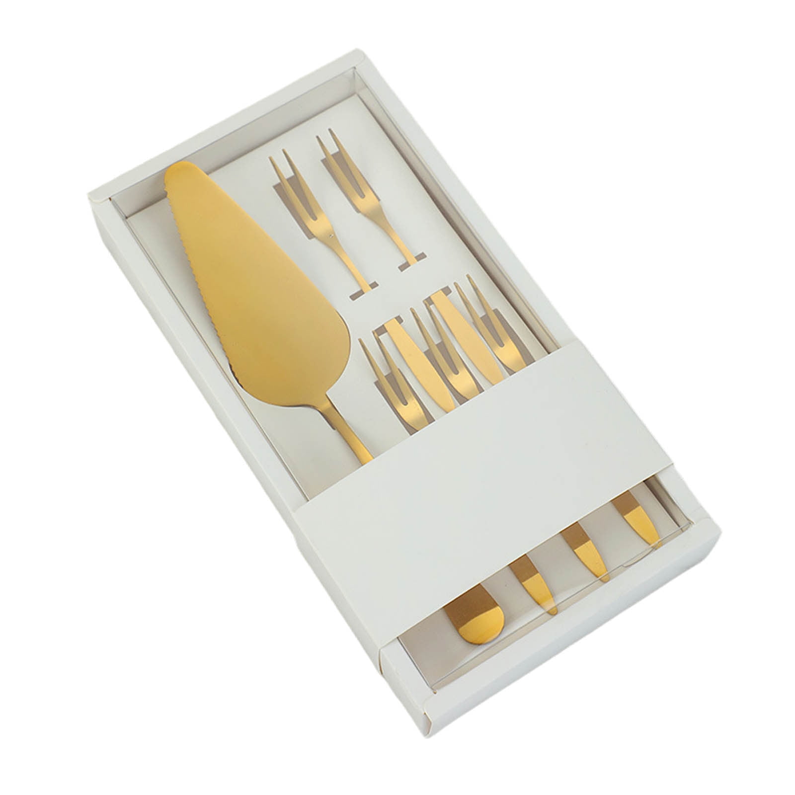 Amvlyk Stainless Steel Cake Knife & Fork Set - Gold Ice Cream Spoon ...