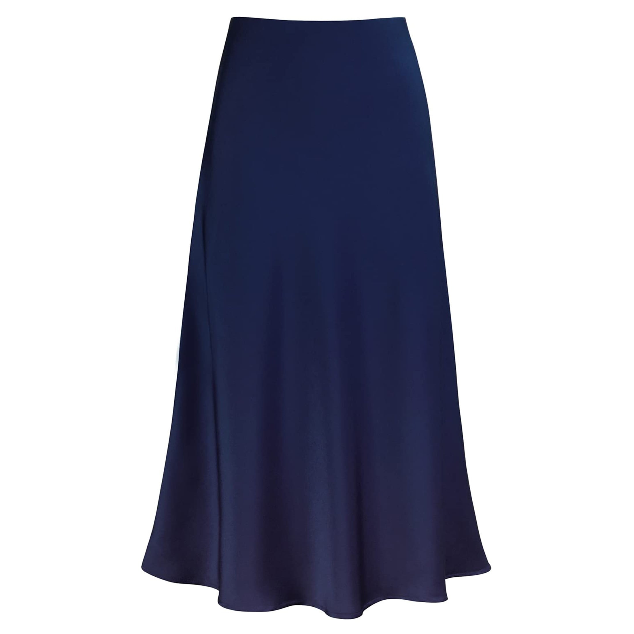 Amy Babe Women's Elegant Satin Midi Skirt High Waist Hidden Elastic ...