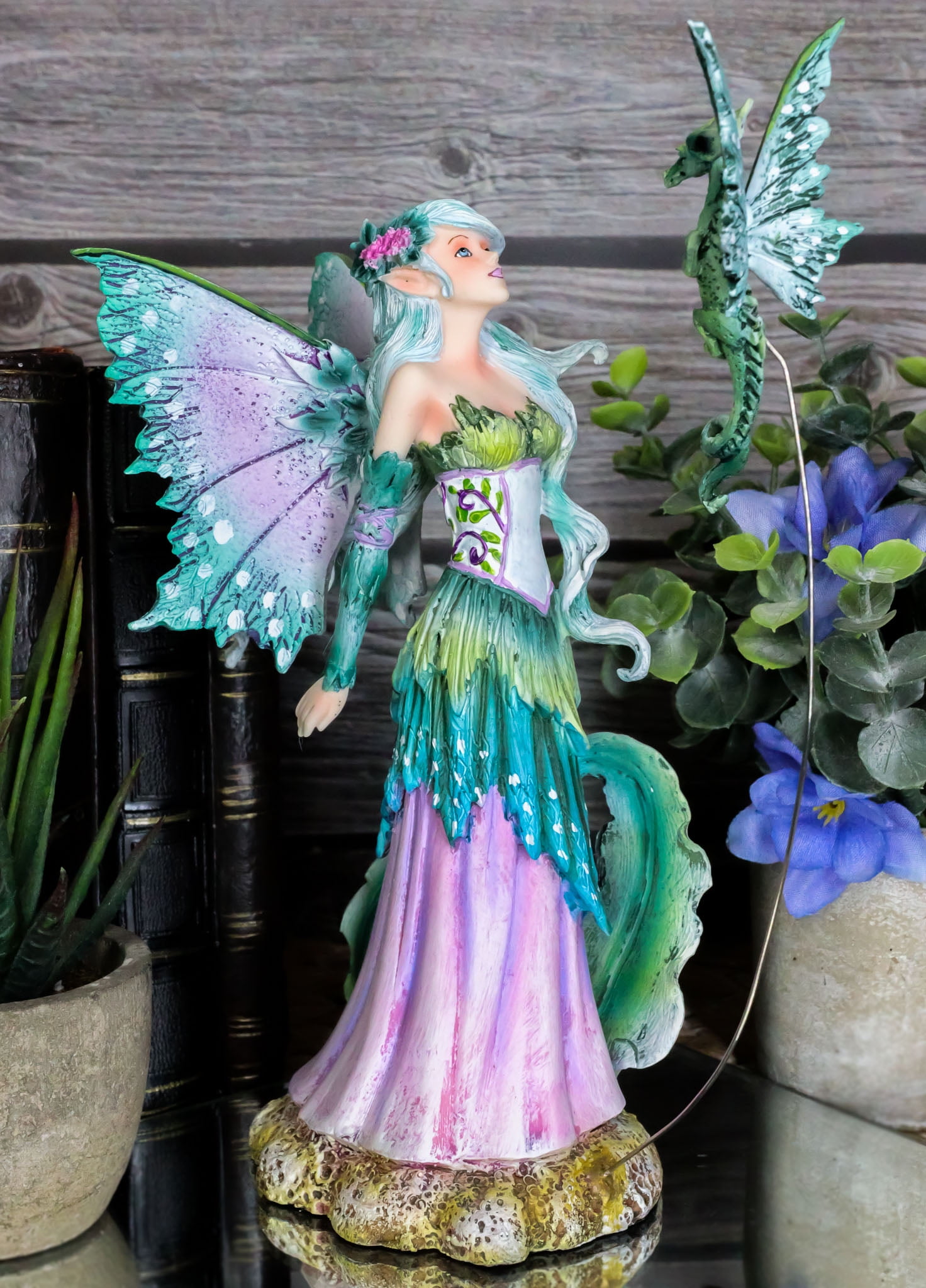 Amy Brown Discovery Enchanted Elf Fairy Damsel With Green Pixie Dragon ...