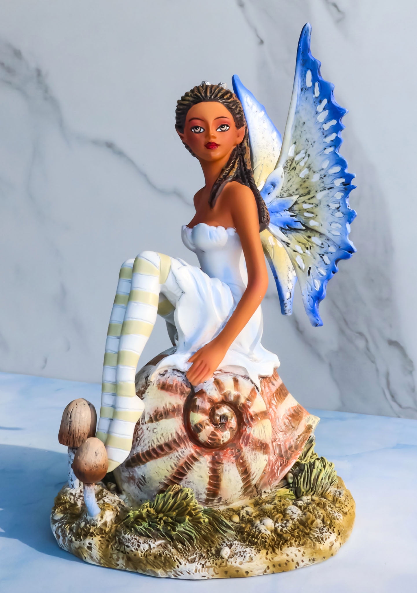 Amy Brown Fantasy Little Fae Ebony Fairy Sitting On Helix Snail ...