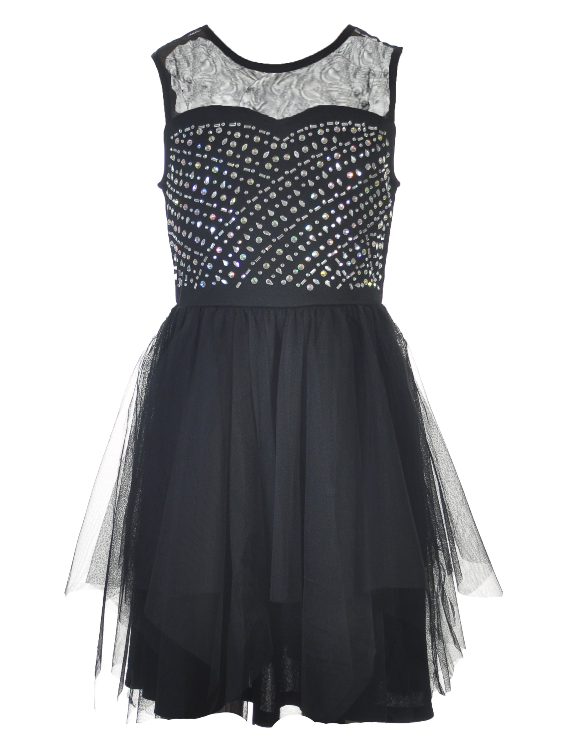 Amy Byer Girls' Rhinestone Dress - black, 8 (Big Girls) - Walmart.com