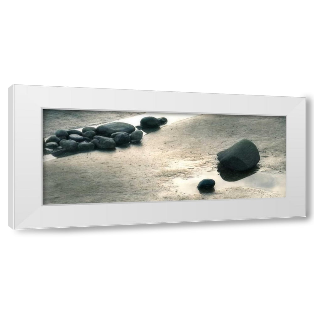 Amy Melious 18x10 White Modern Wood Framed Wall Art Titled - Pebbles II ...