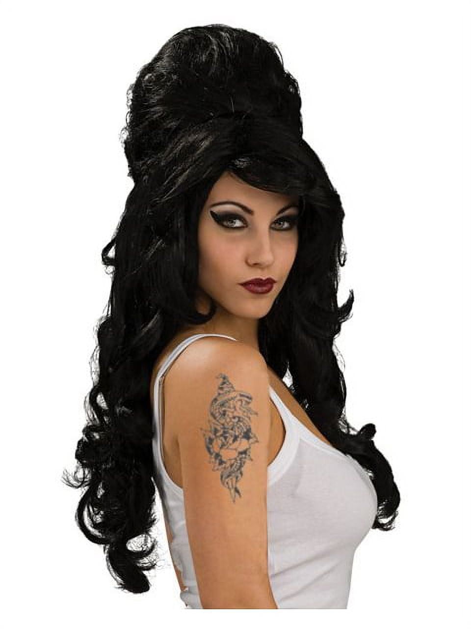 RUBIES II Amy Winehouse Black Costume Wig with Giant Poof, for Adults ...