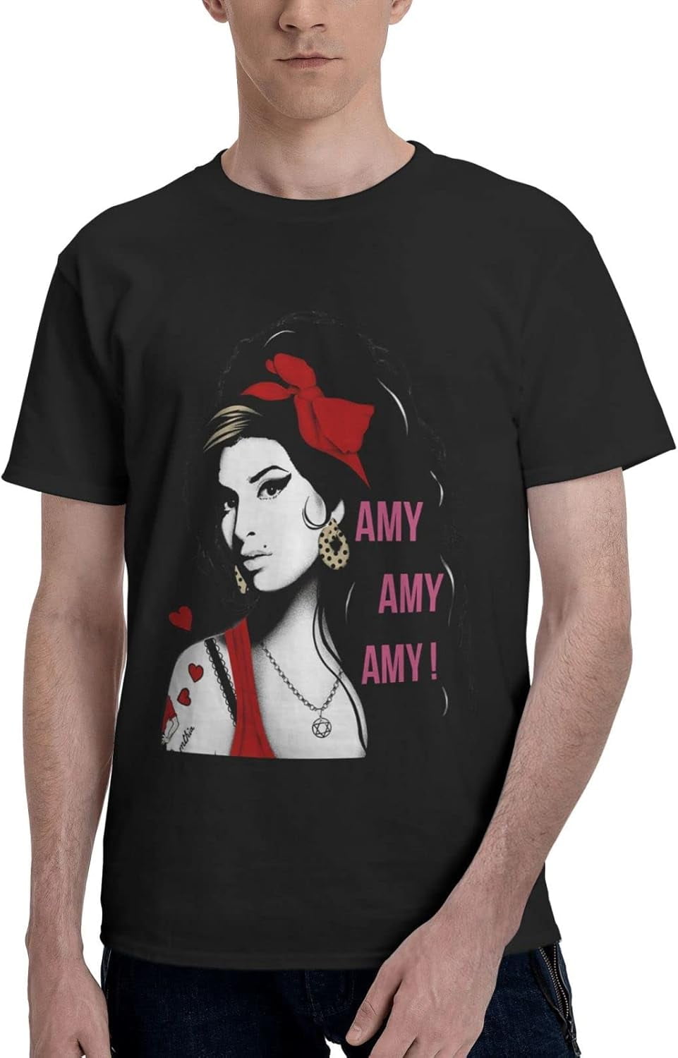 Amy Winehouse Youth Men T-Shirt Round Neck Short Sleeve Tee Tops Custom ...