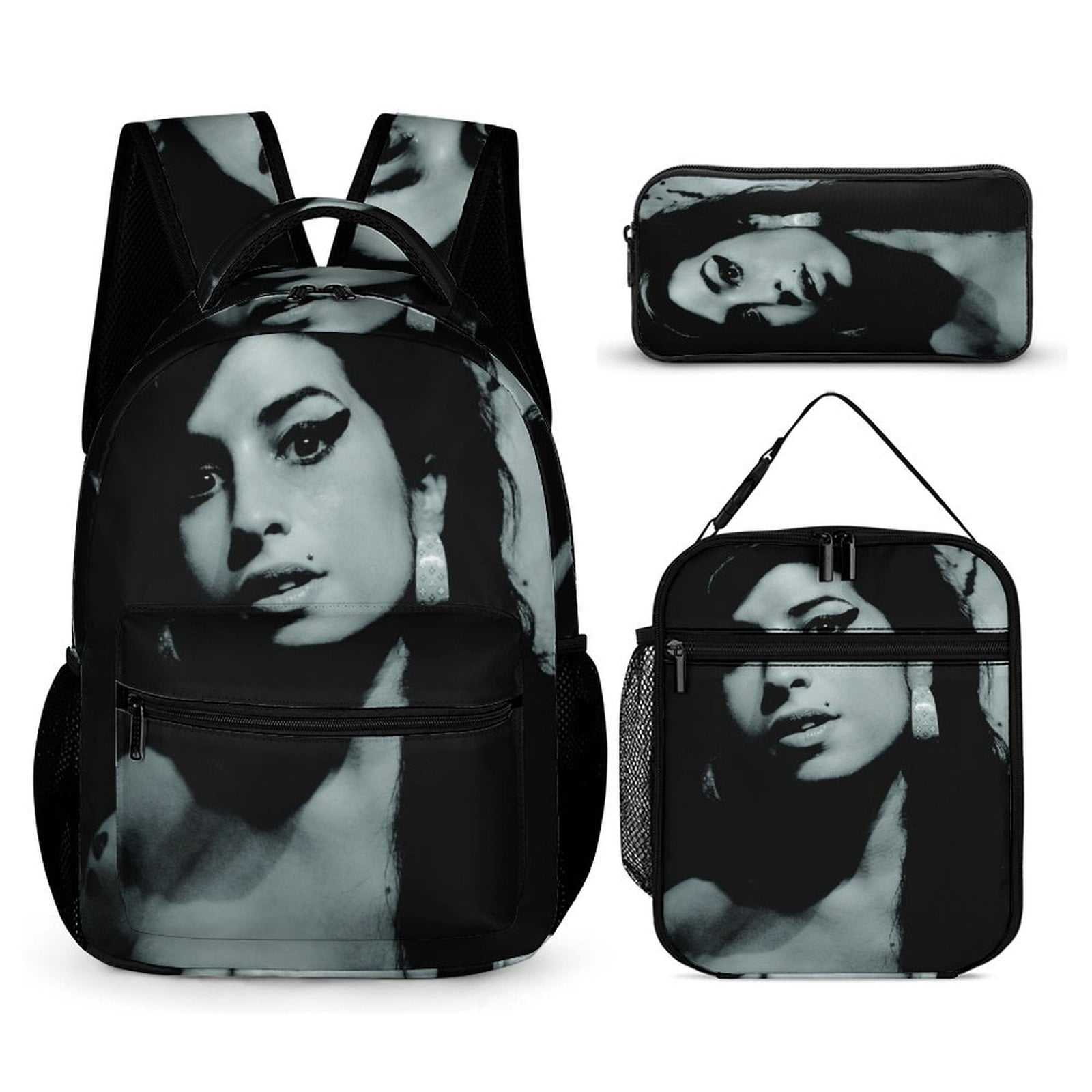 Amy Winehouse in Black And White Lightweight Laptop Travel Backpack For ...