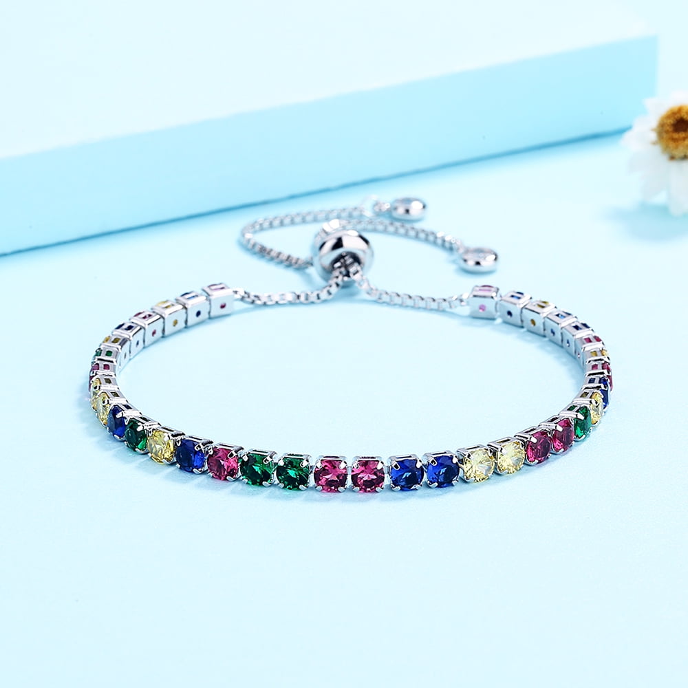 Amy and Annette 14K Gold Adjustable Tennis Bracelet with Swarovski ...