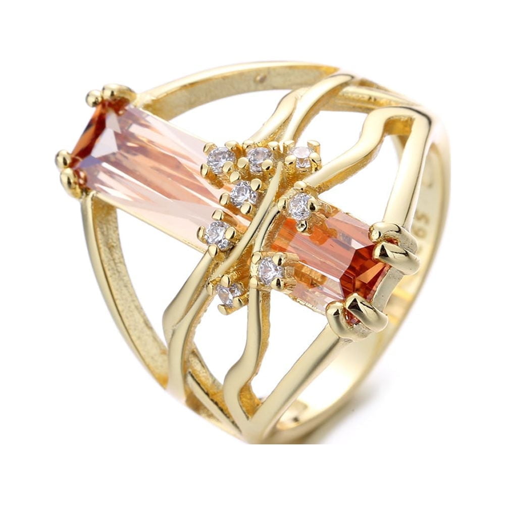 14K Gold Plated Orange Sapphire Tree Branch Ring - Walmart.com