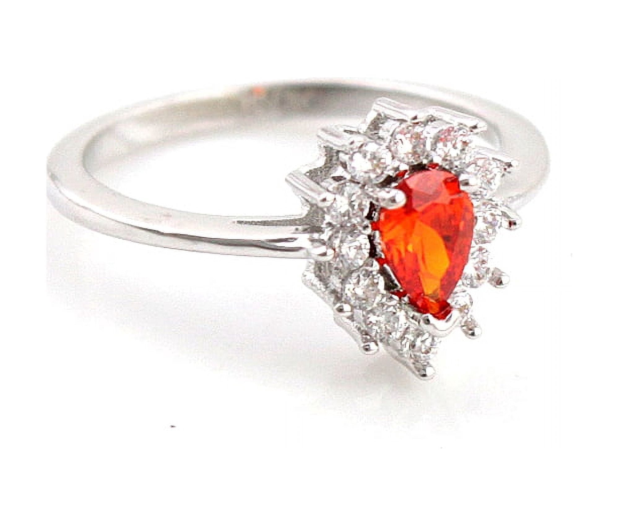 Amy and Annette 14k White Gold Plated Tear Drop Ruby Halo Ring ...
