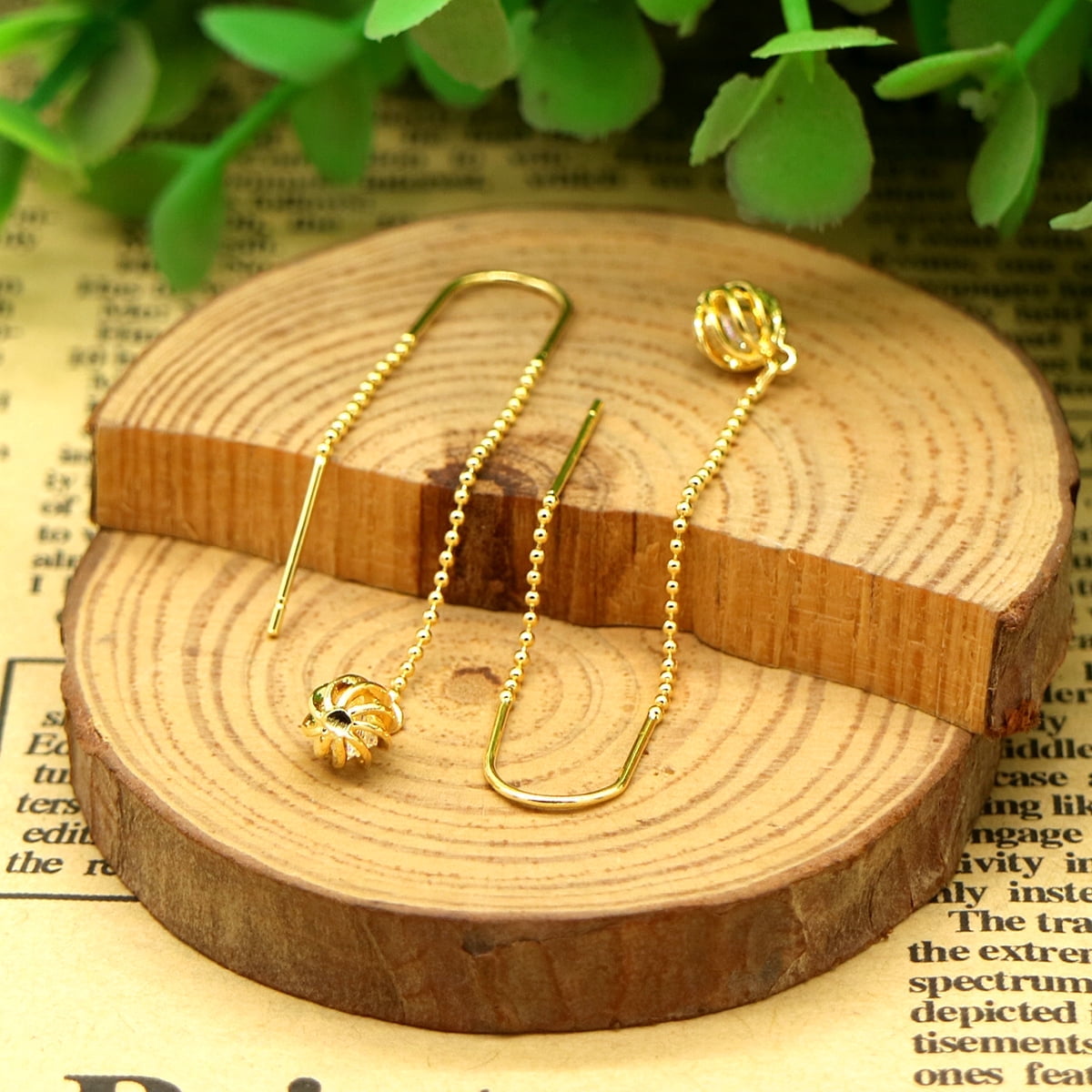 Amy and Annette Floating Pull-Through Earring in 14K Gold Plated with ...