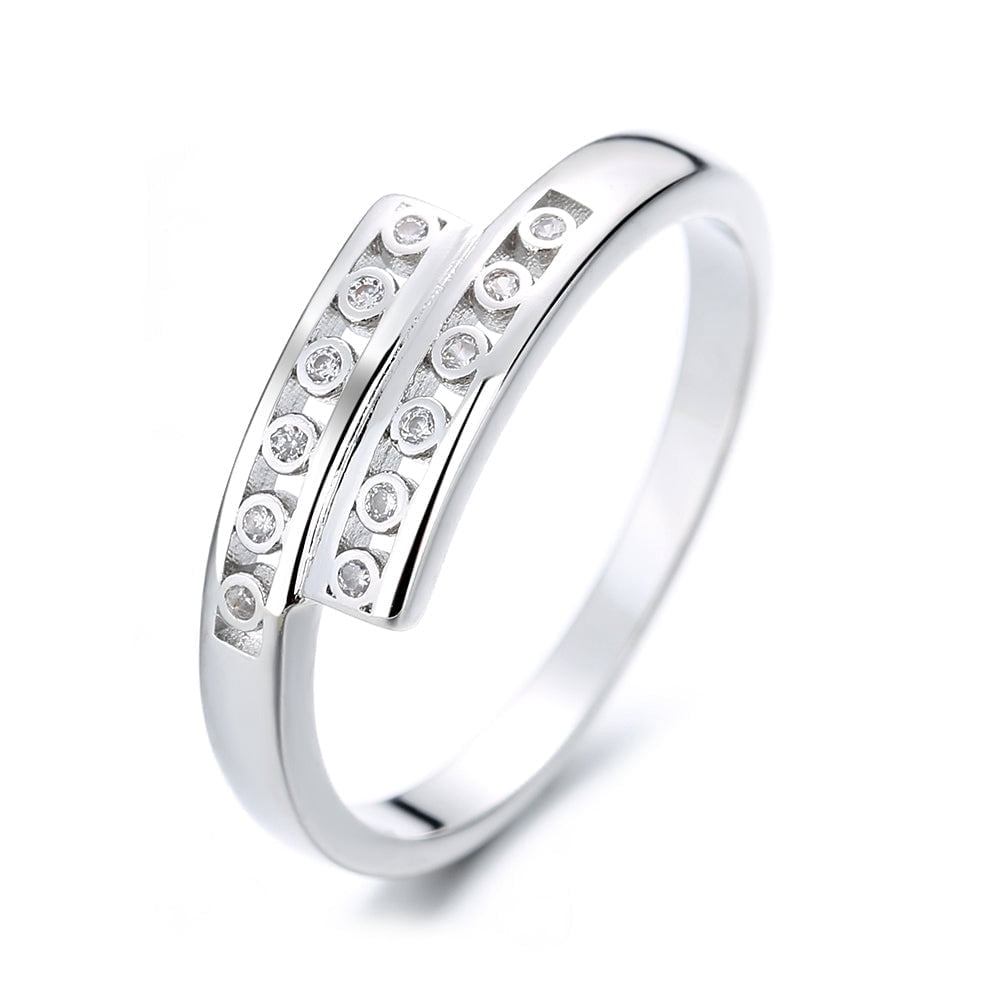 Amy and Annette Sterling Silver Bypass Ring With Swarovski Crystals ...