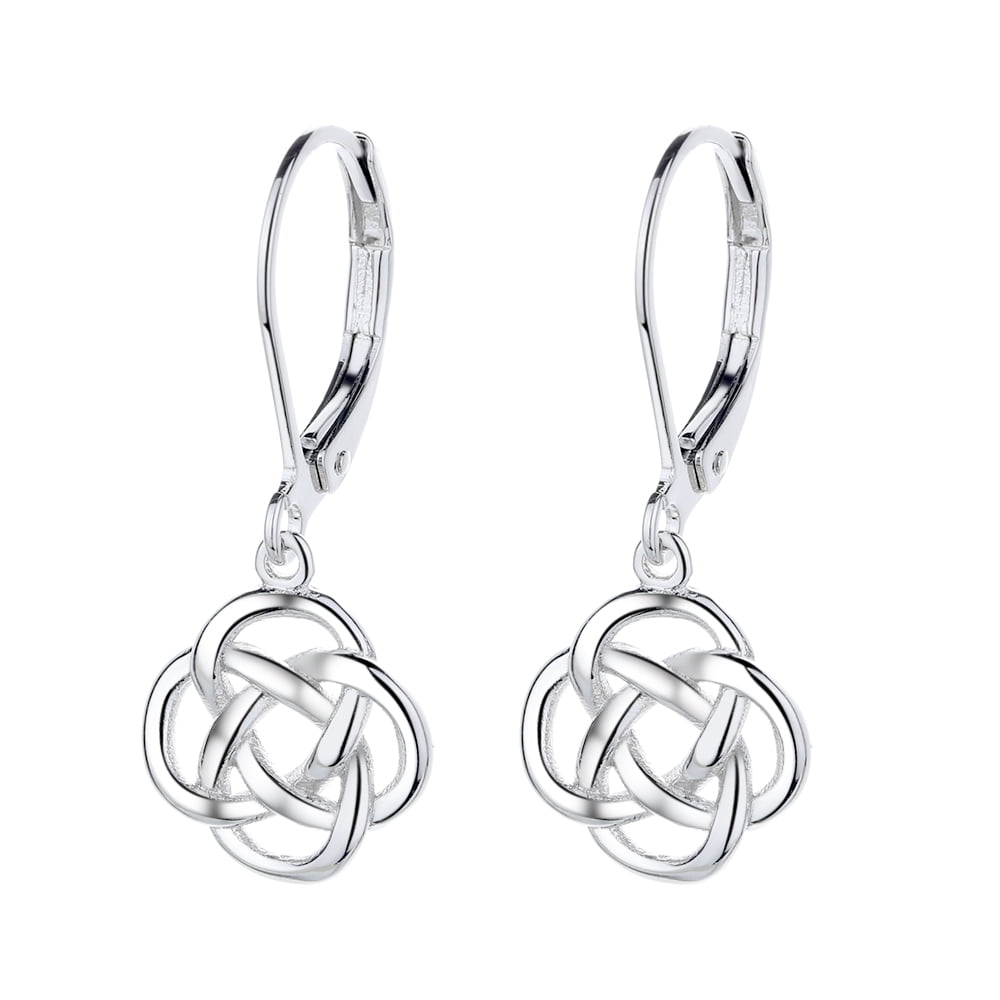 Amy and Annette Sterling Silver Celtic Leverback Earrings, 22mm ...