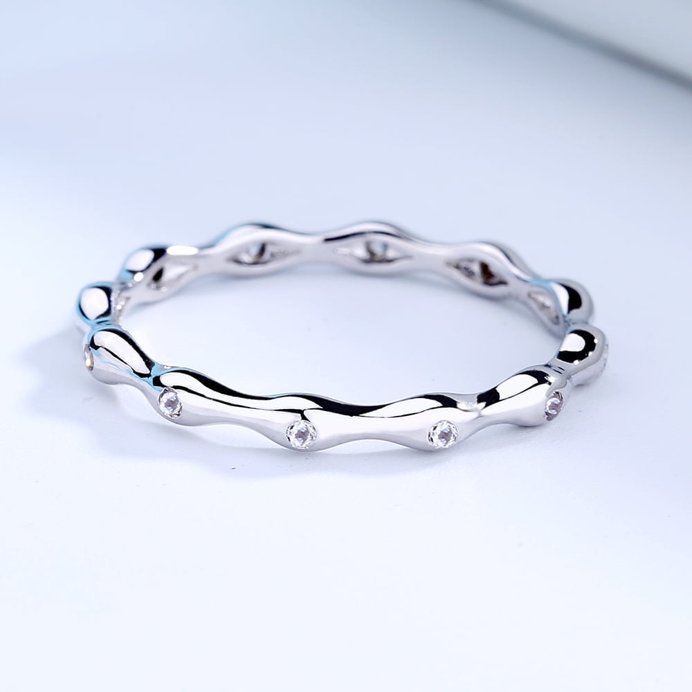 Amy and Annette Sterling Silver Wave Ring With Crystals from Swarovski ...