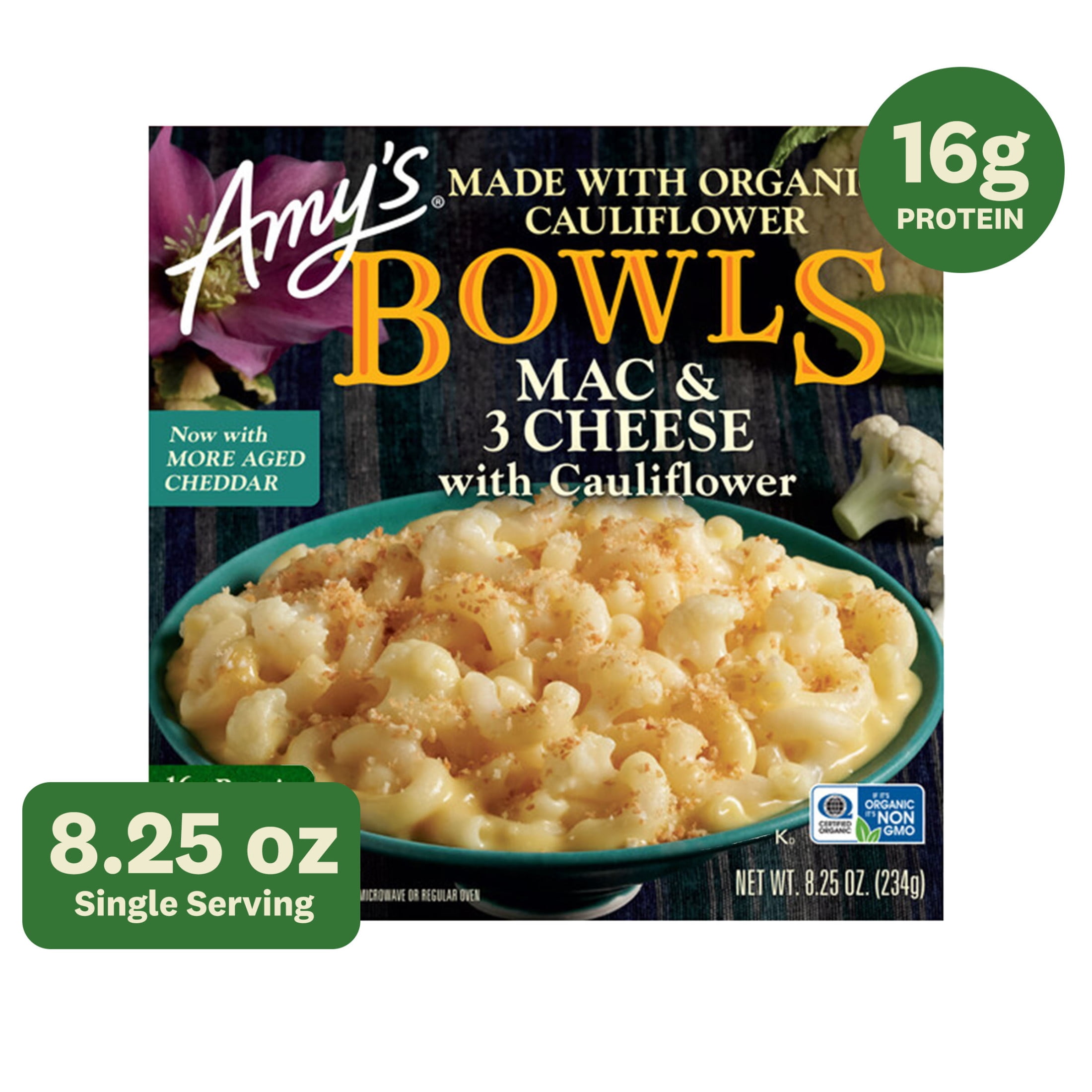 Amy's Frozen Meals, Mac and Cheese, Mac & 3 Cheese With Cauliflower ...